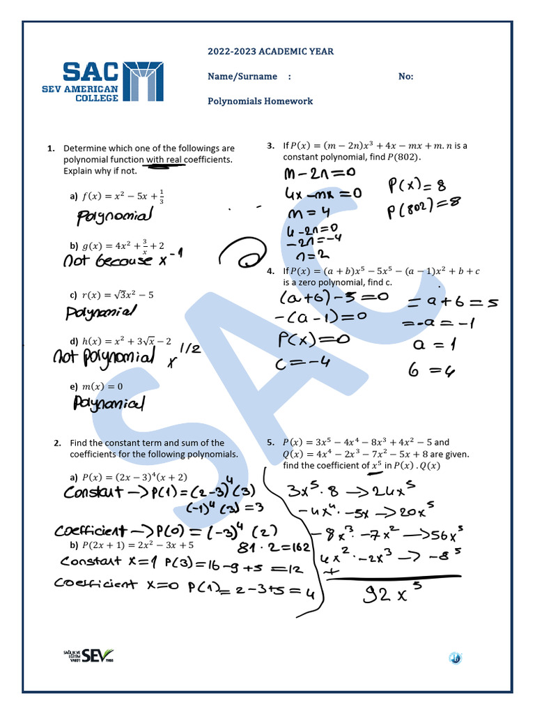 Homework 12 - Polynomials-1 | PDF | Polynomial | Abstract Algebra