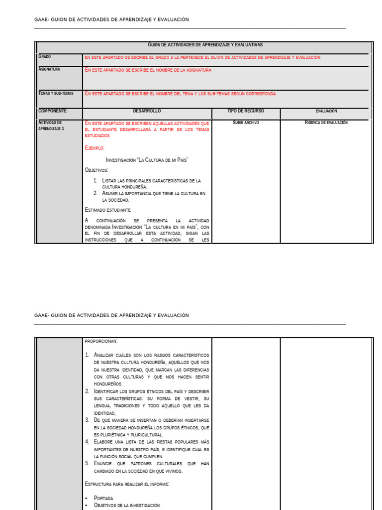 Gaae-02 Guion de Actividades de Aprendizaje y Evaluación | PDF ...