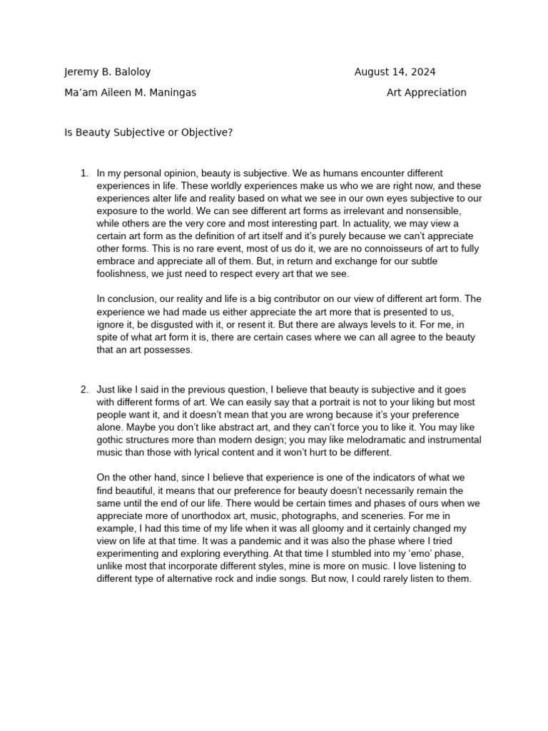 Art Appr - Act1 - Baloloy | PDF