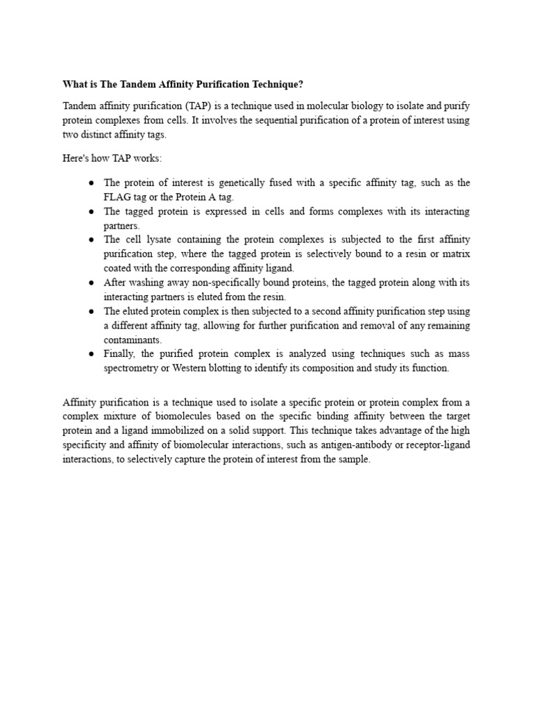 Tandem Affinity Purification | PDF | Protein Purification | Proteins