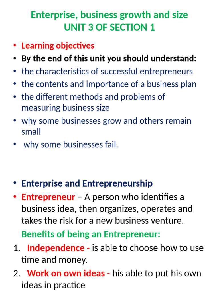 Enterprise, Business Growth and Size - 2 | PDF | Entrepreneurship ...