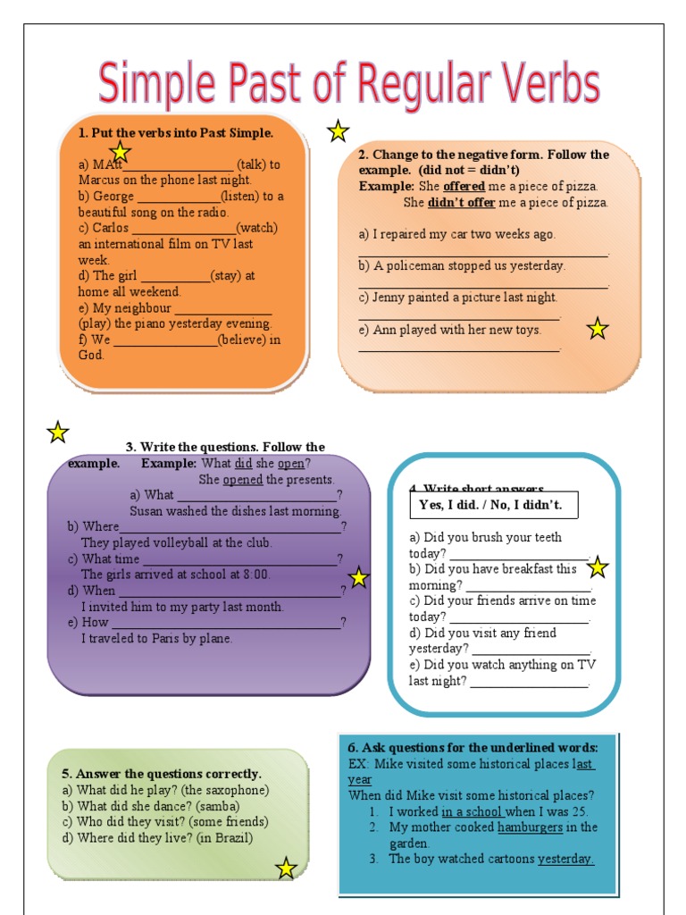 Past Simple of Regular Verbs | PDF | Linguistic Morphology | Syntax