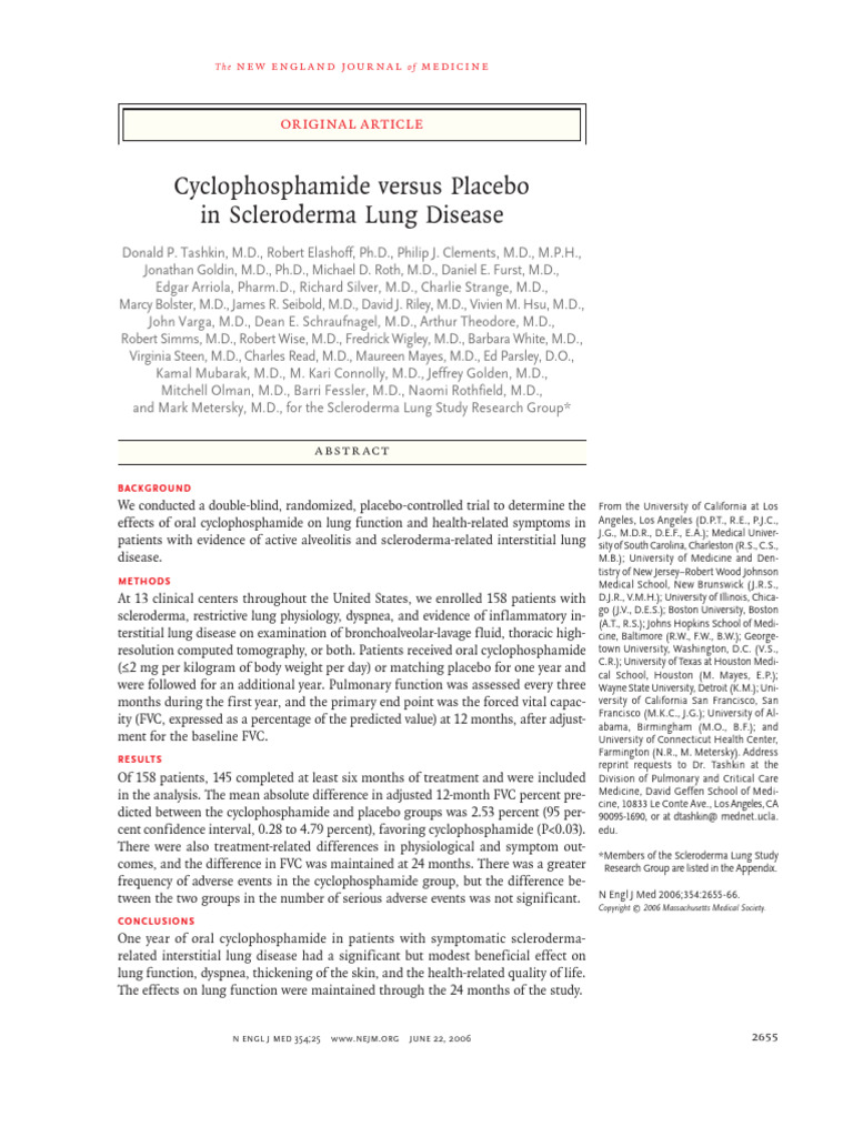 Tashkin 2006 Cyclophosphamide Versus Placebo in | PDF | Medical ...