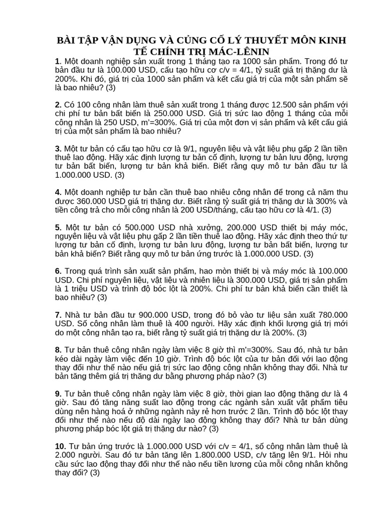 Bài Tập Ktct 2024 | PDF