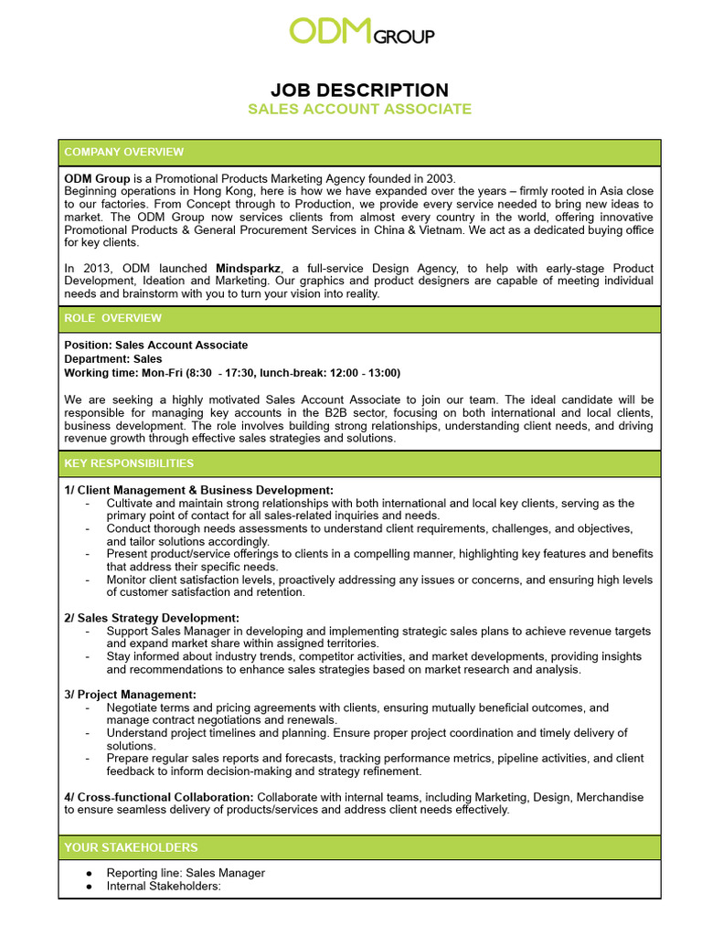 JD - Sales Account Associate | PDF | Marketing | Negotiation