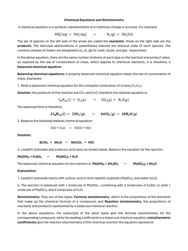 Balancing Chemical Equations Guide | PDF | Stoichiometry | Mole (Unit)