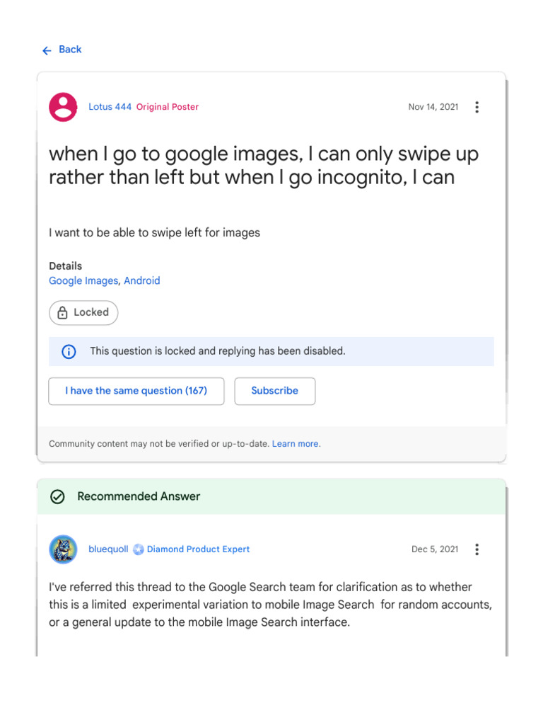 When I Go To Google Images, I Can Only Swipe Up Rather Than Left But ...