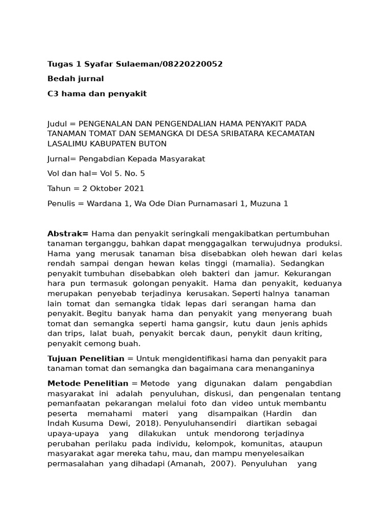 Tugas 1 HPT Syafar Bedah Jurnal | PDF