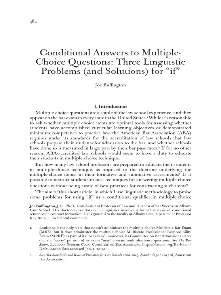 Conditional Answers To Multiple-Choice Questions - Three Linguisti | PDF | Multiple Choice ...