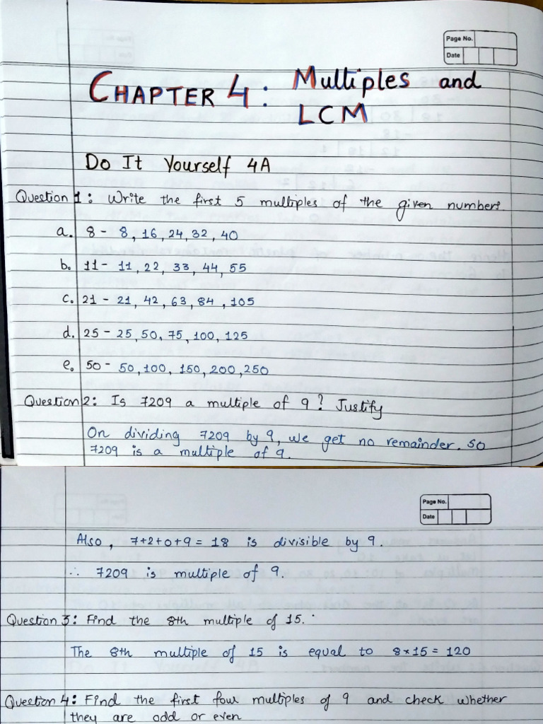 CH 4 Multiples & LCM | PDF