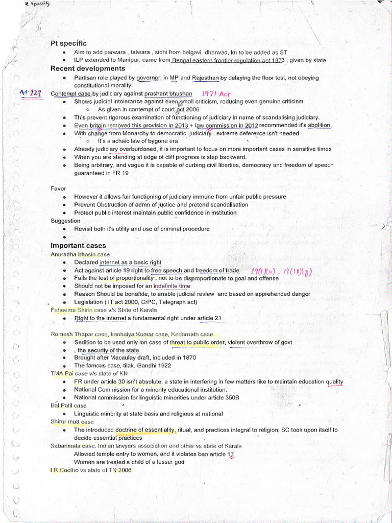 Polity - Shruti Sharma (AIR 1) Upsc Notes | PDF