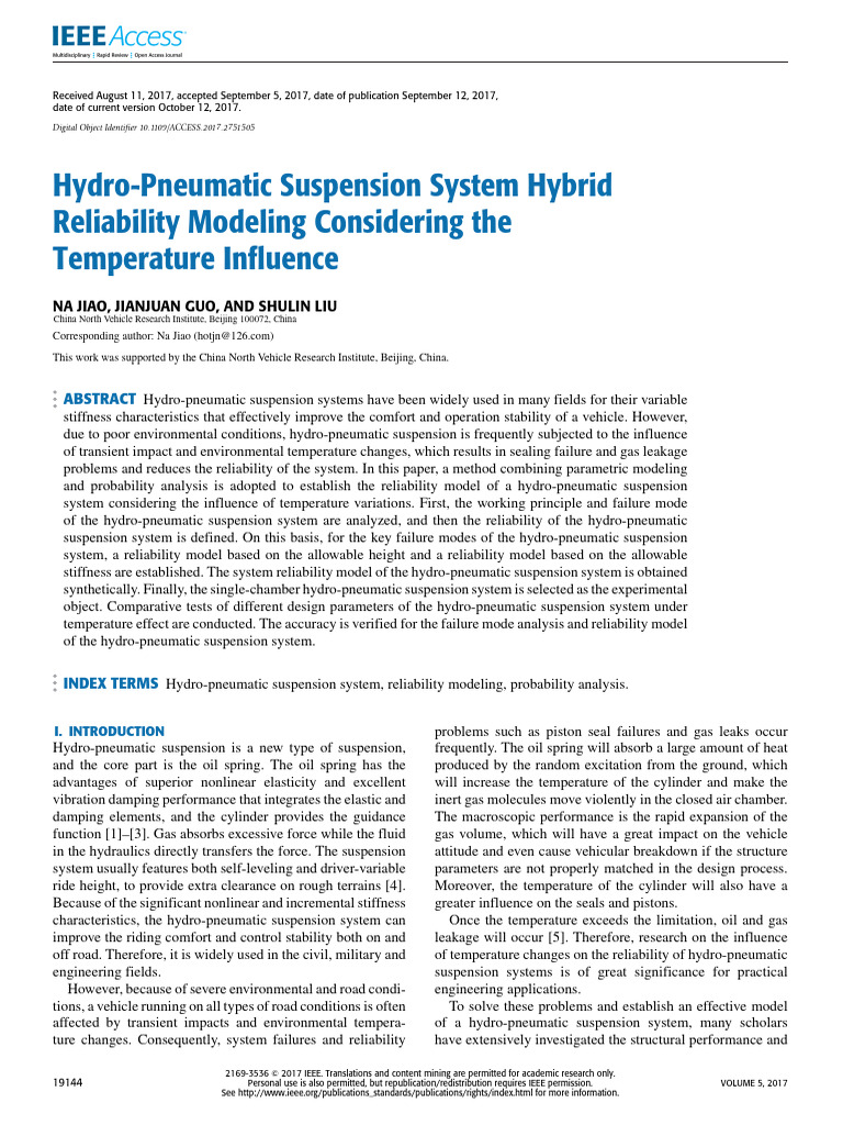 Hydro-Pneumatic Suspension System Hybrid Reliability Considering The ...