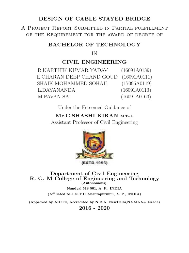 2019-20-Ce Design of Cabled Stayed Bridge - 05 | PDF | Bending | Bridge
