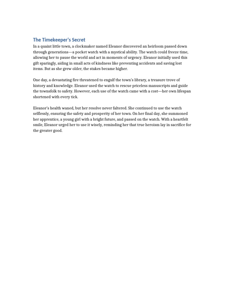 The Timekeeper Secret | PDF