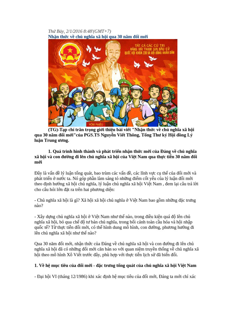 Nhan Thuc XHCN Trong 30 Nam Doi Moi | PDF