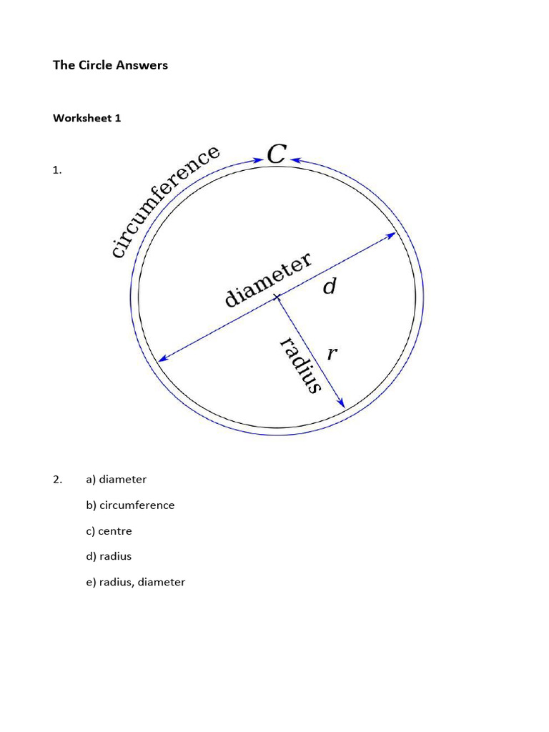 Circle Area and Circumference Answers | PDF