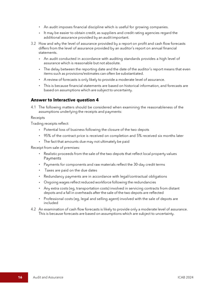 Audit Assurance and Cash Flow Forecasts | PDF | Audit | Receipt