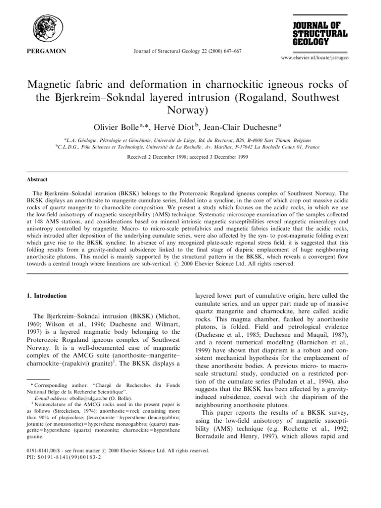 Magnetic Fabric and Deformation in Charnockitic Igneous Rocks of The ...