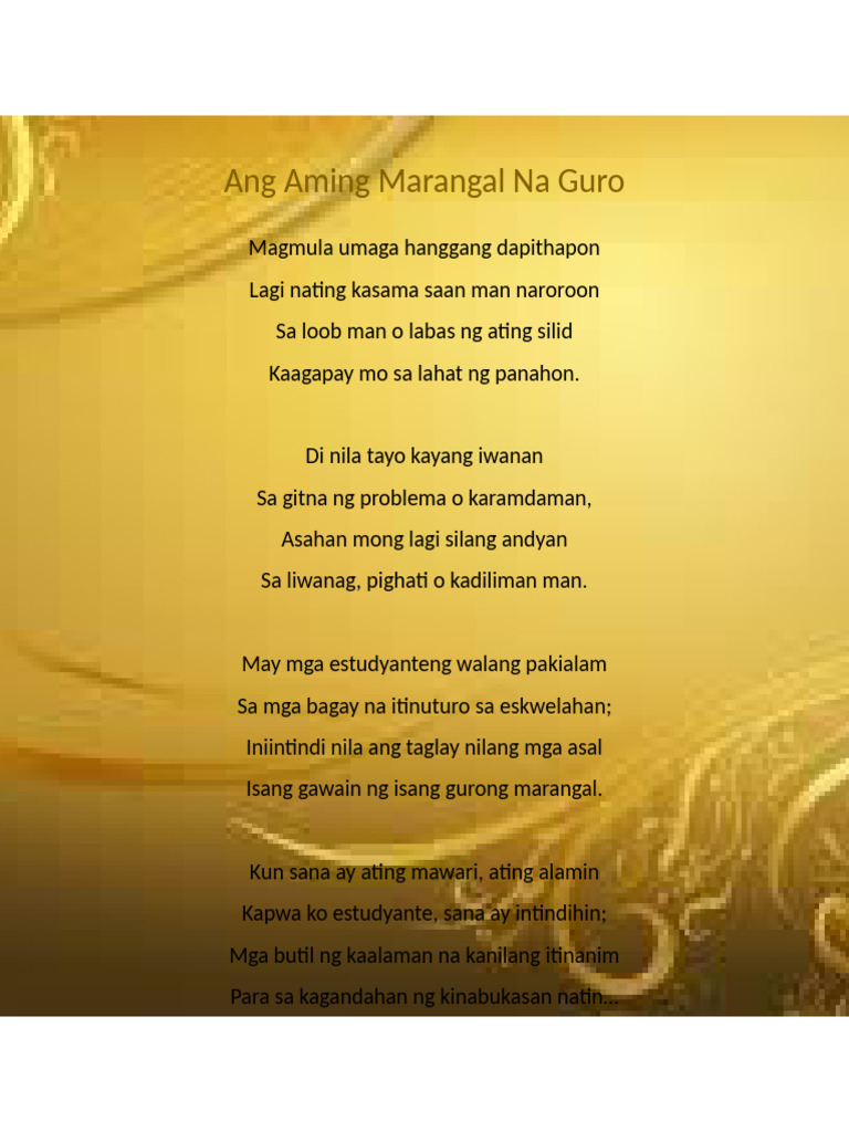 Ang Aming Marangal Na Guro | PDF