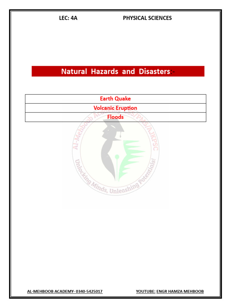 4a-National Hazads & Disasters | PDF | Earthquakes | Magma