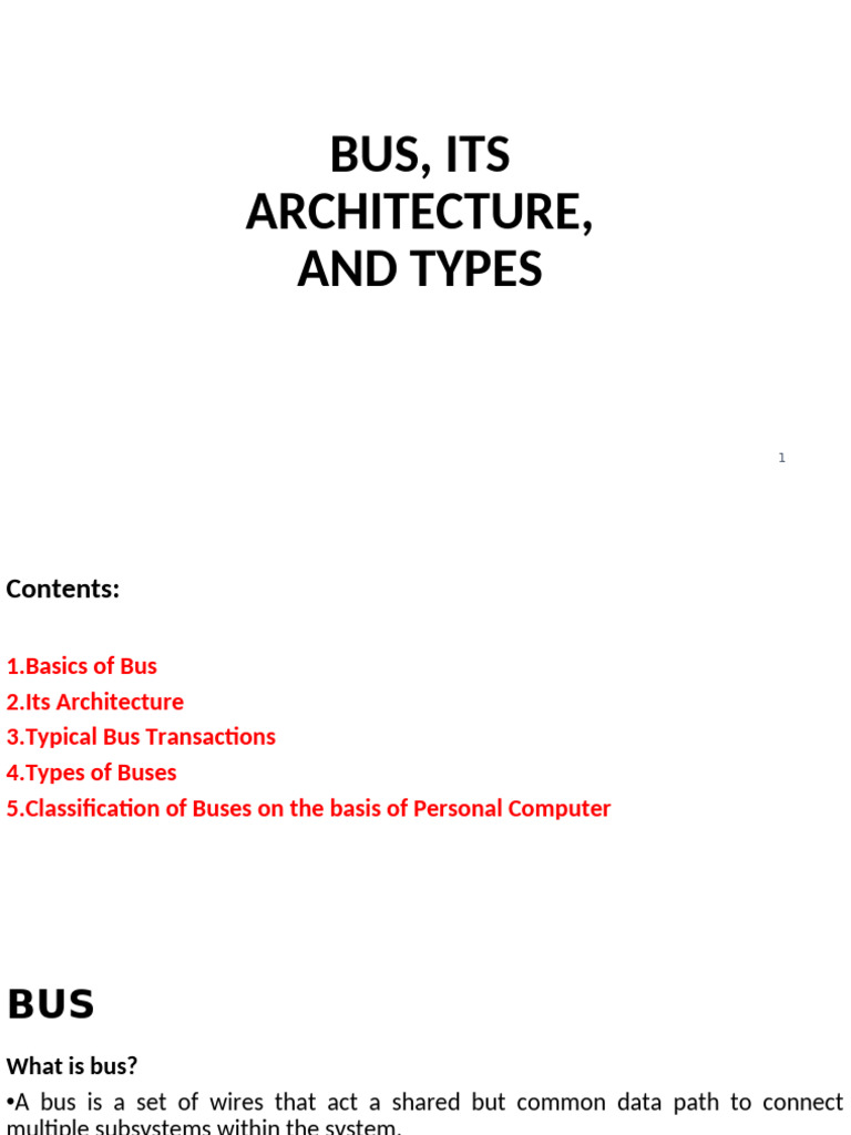 2 - Types of Buses and Bus Architecture | PDF | Input/Output | Central ...