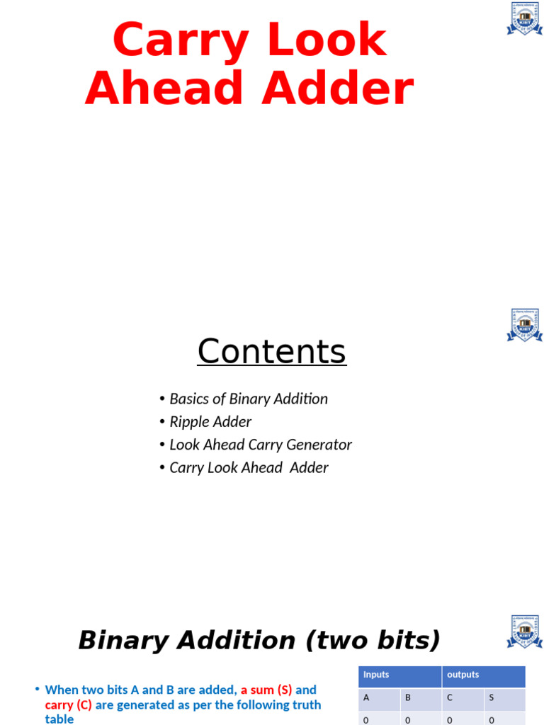 15 - Carry Look Ahead Adder | PDF | Electronic Circuits | Digital ...