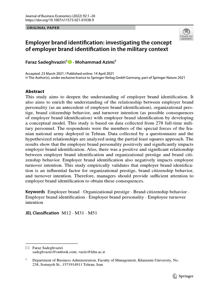 Military Employer Branding Study | PDF | Identity (Social Science) | Brand