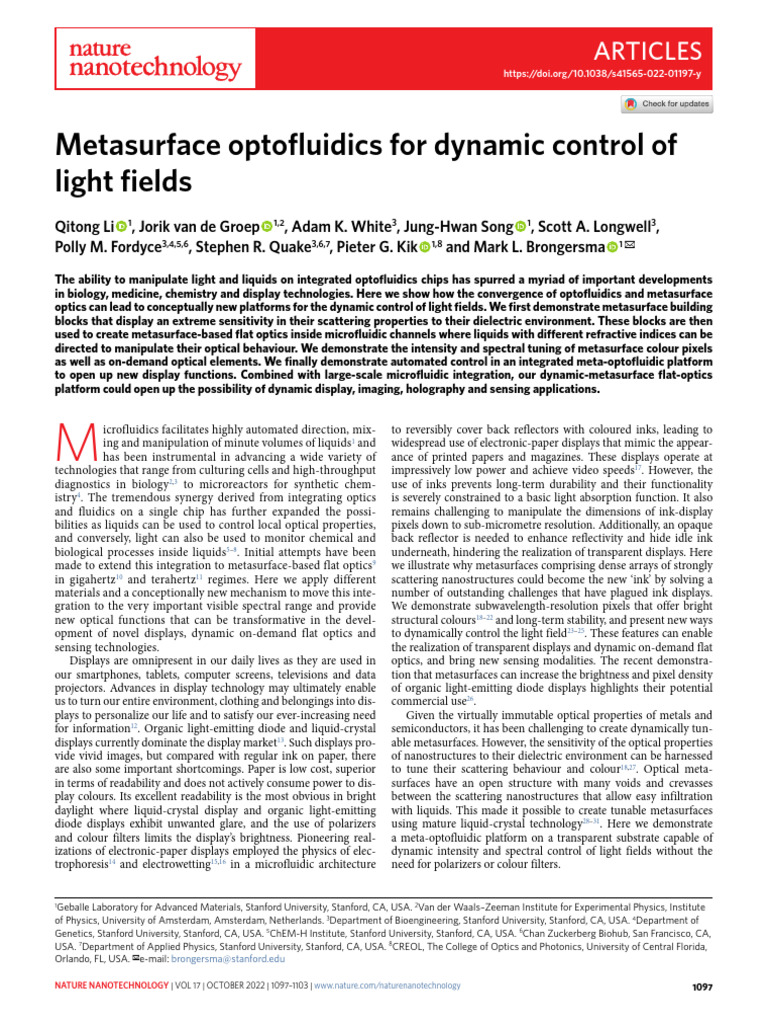 Nature Nano-22-Metasurface Optofluidics For Dynamic Control of Light ...