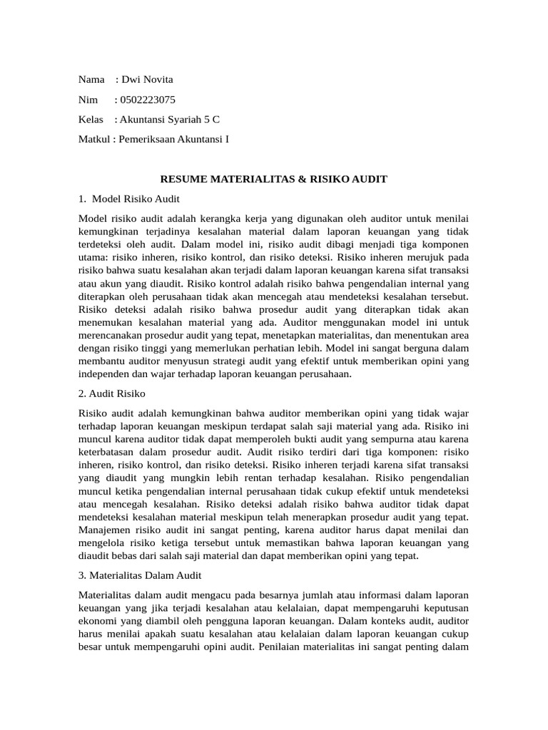Resume Ke-8 PAK 1 Dwi Novita (0502223075) AKS 5C | PDF