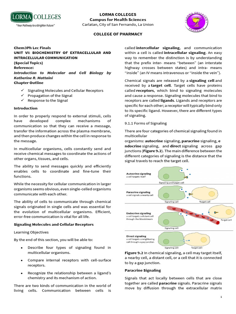 Finals-Biochem Lec Intro | PDF | Cell Signaling | Signal Transduction