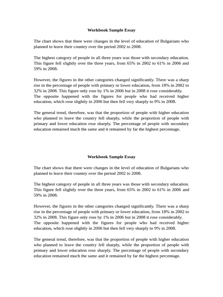 Workbook Sample Essay | PDF