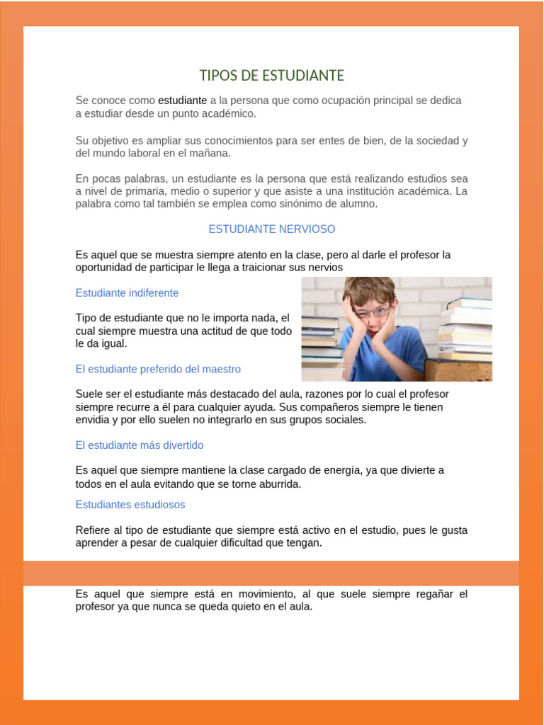 Tipos de Estudiante | PDF | Salón de clases