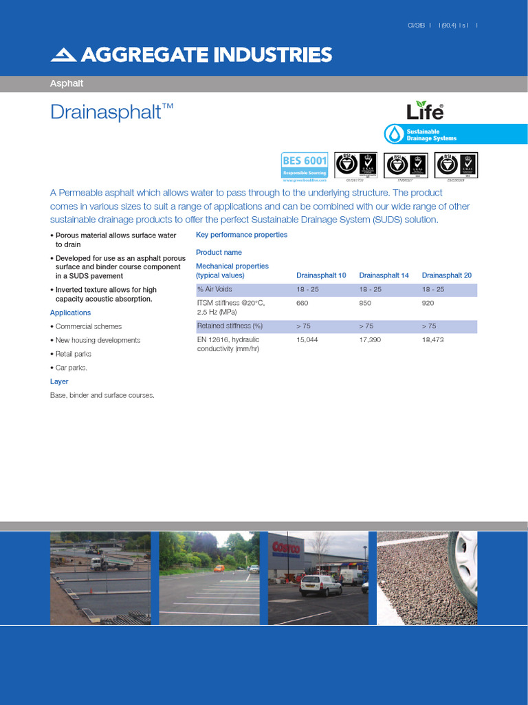 Sustainable Asphalt Drainasphalt Tds | PDF | Materials