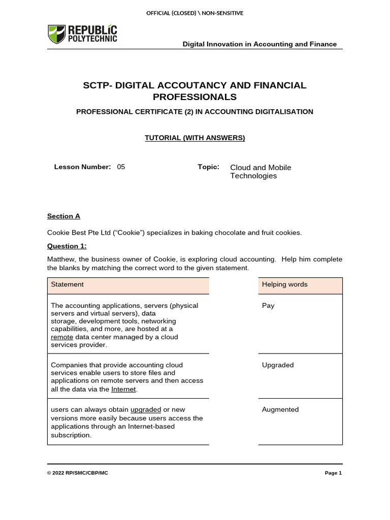 AY2024 SCTP DIAF L05 TutorialAns | PDF | Cloud Computing | Computing