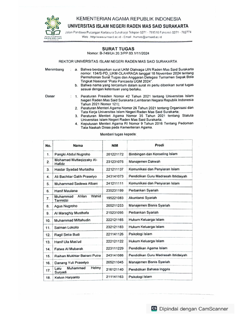 Surat Tugas Go To Ugm | PDF