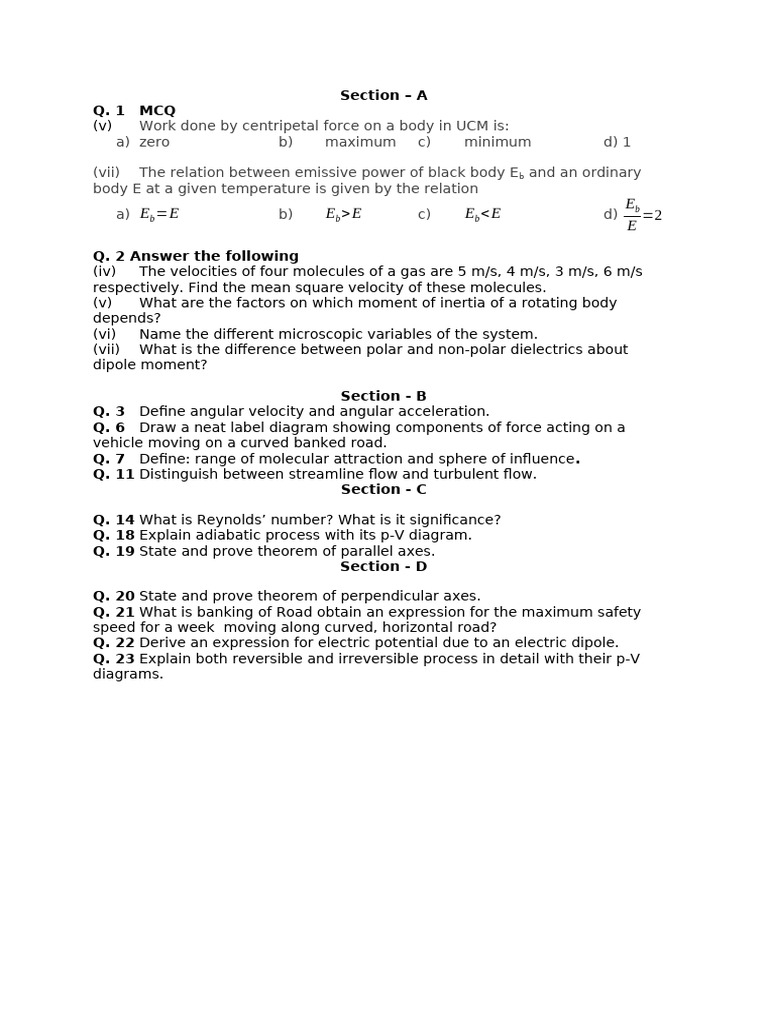 Changes 12 Physics T1 2024-25 | PDF