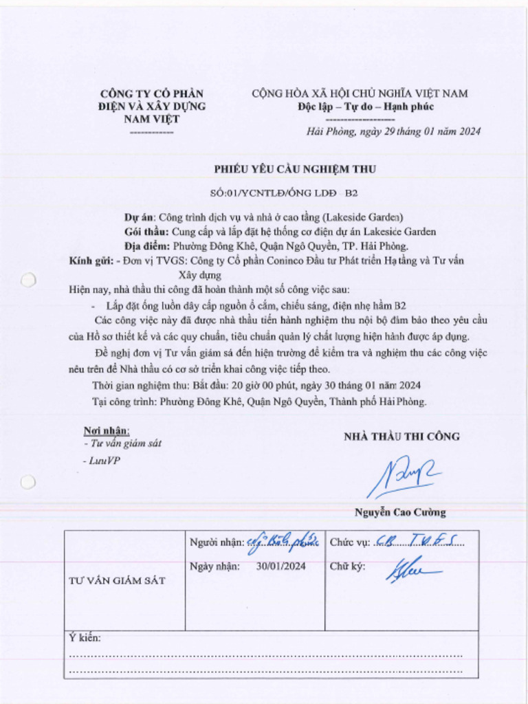 24.01.29 - HS Nghiem Thu Lap Dat Ong Dien Cap Nguon o Cam, Chieu Sang ...