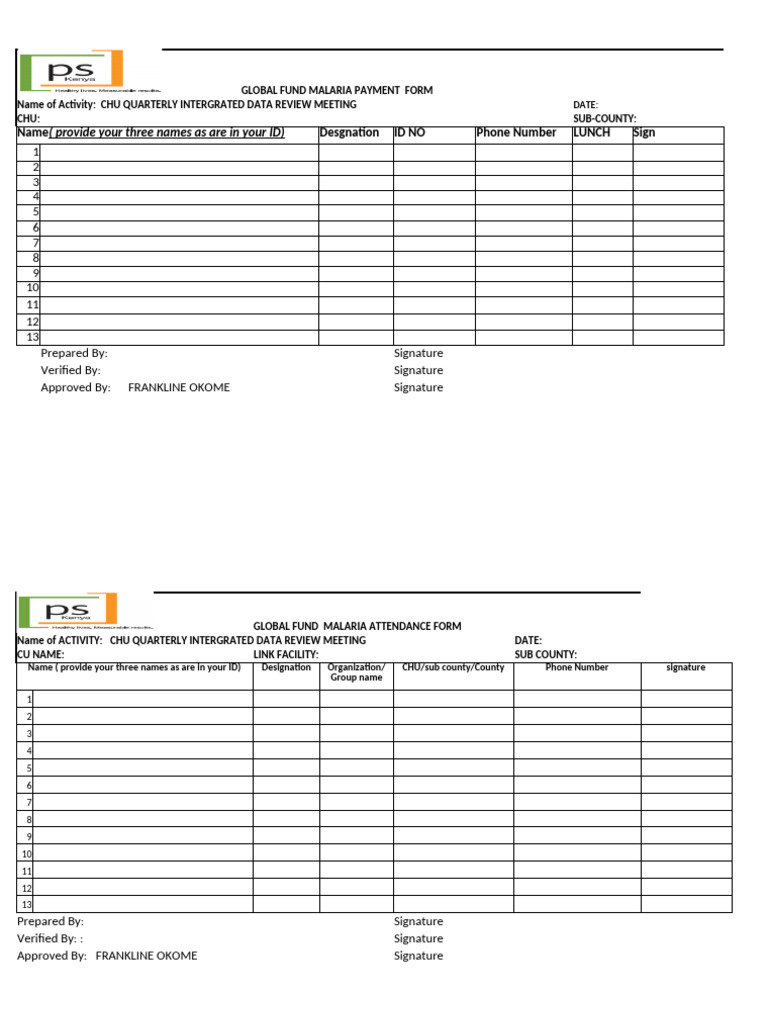 Attendandance and Payment Forms-2 | PDF