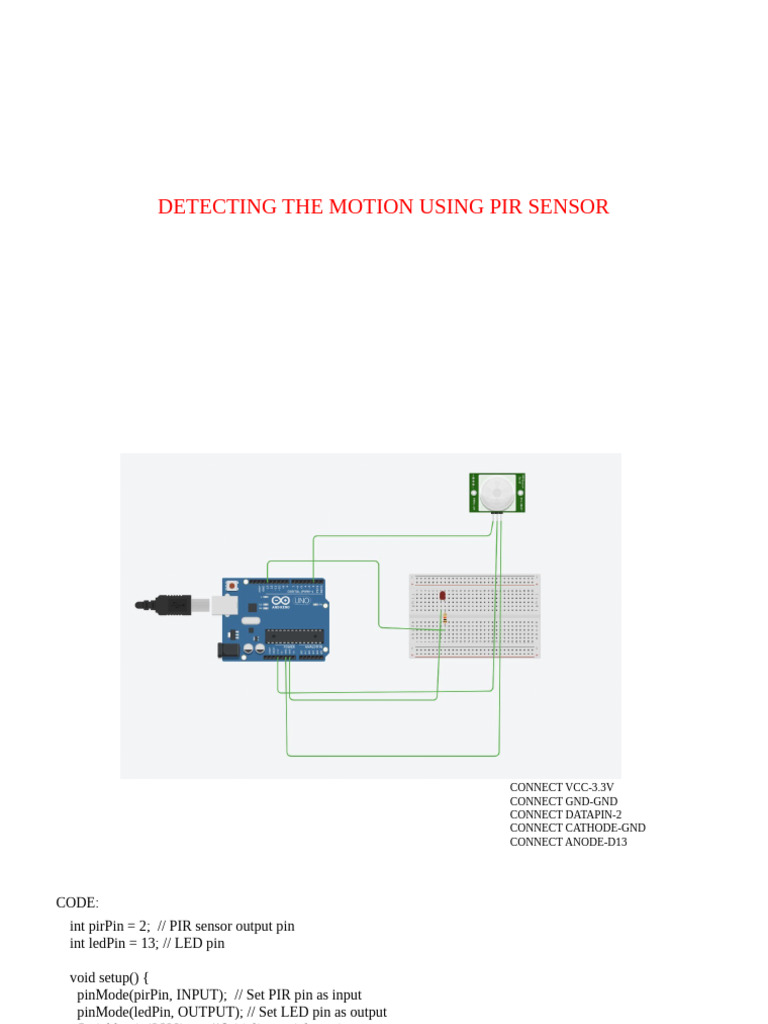Detecting The Motion Using Pir Sensor | PDF Detecting The Motion Using Pir Sensor | PDF