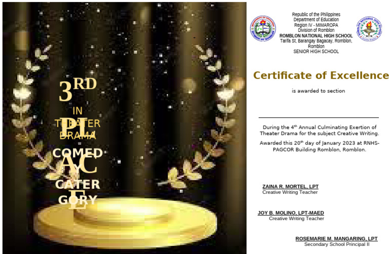 Certificate For Major Award | PDF