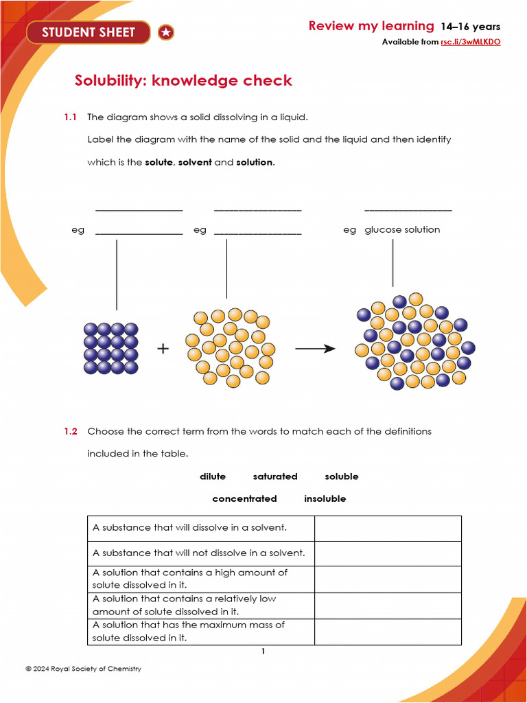 Solubility: Knowledge Check: Review My Learning | PDF | Precipitation ...
