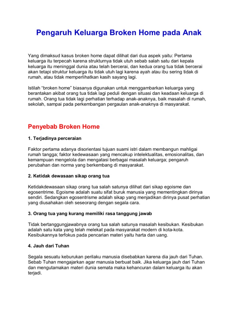 Dampak Psikologis Anak Broken Home | PDF | Kesehatan Holistik