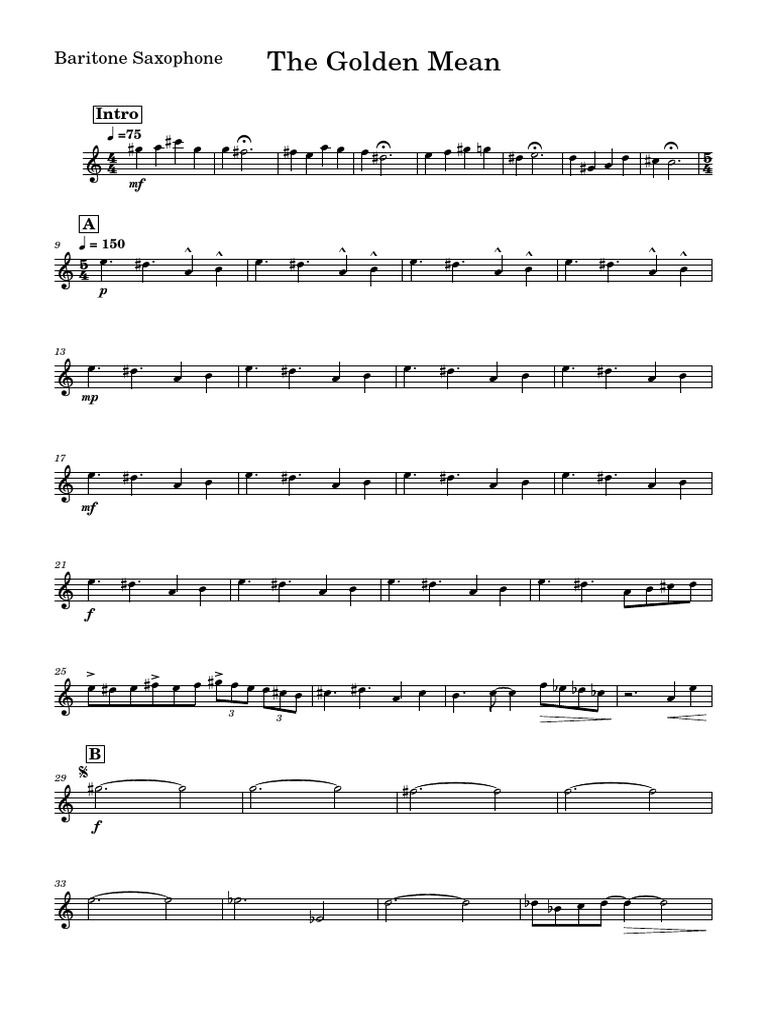 The Golden Mean-Baritone Saxophone | PDF | Saxophone | Woodwind Instruments