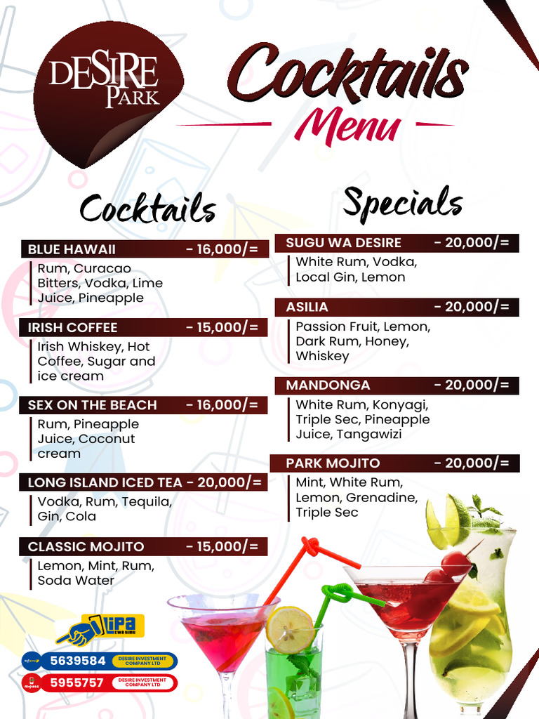 Desire Cocktail and Mocktail Menu - 2 | PDF