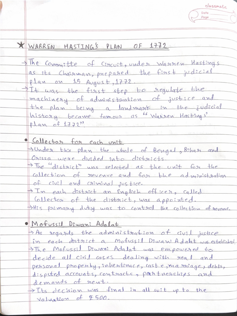 Warren Hastings Plan (Aditya Dubey) | PDF