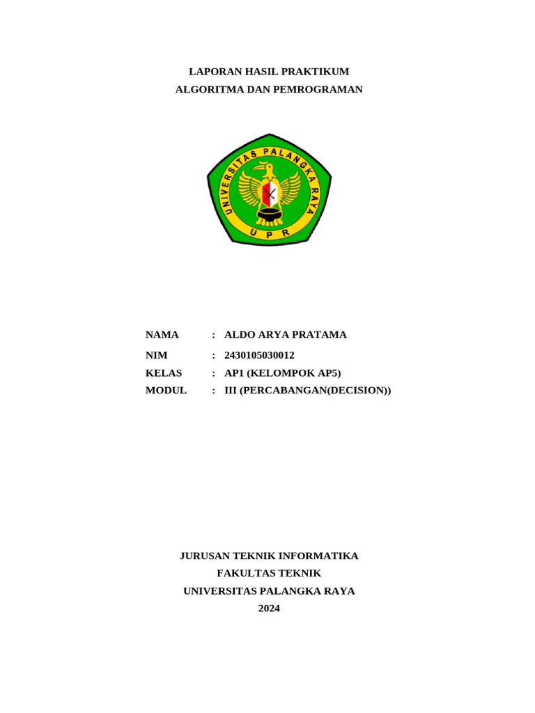 Laporan Rencana Aldo Arya Pratama Ap1 Modul 3 | PDF
