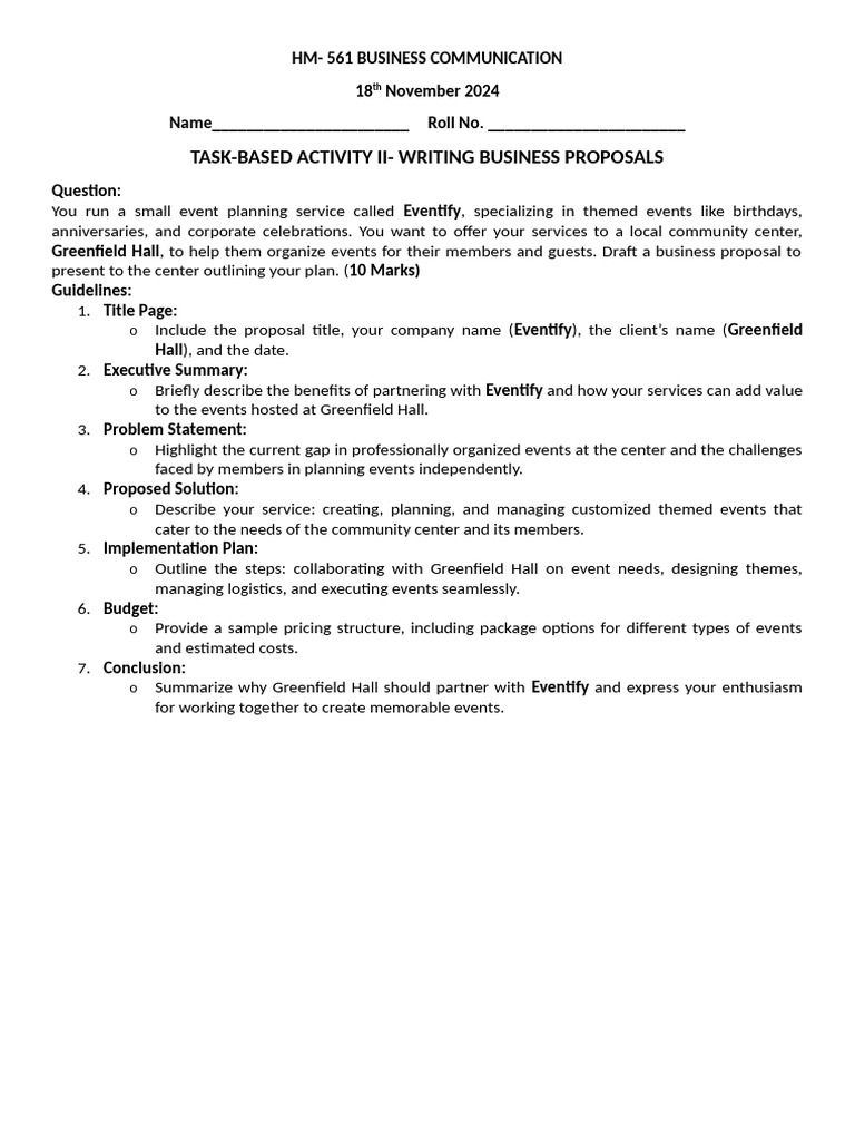 Business Proposal for Eventify | PDF