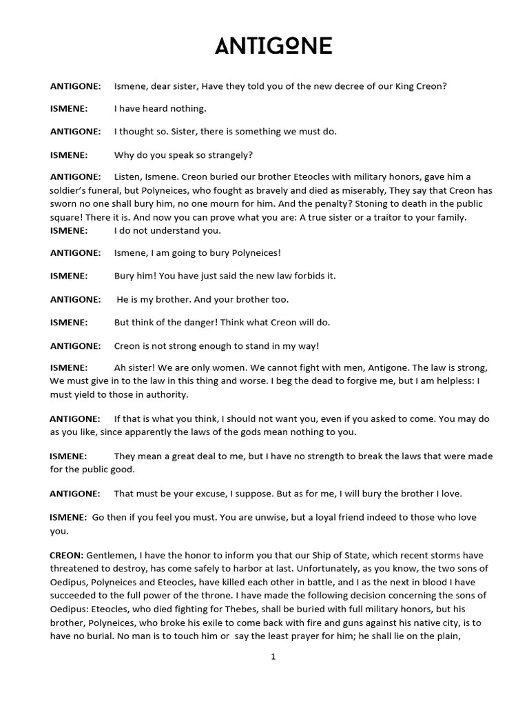 ANTIGON1 New and (Edited) 22 | PDF | Oedipus | Theban Mythology