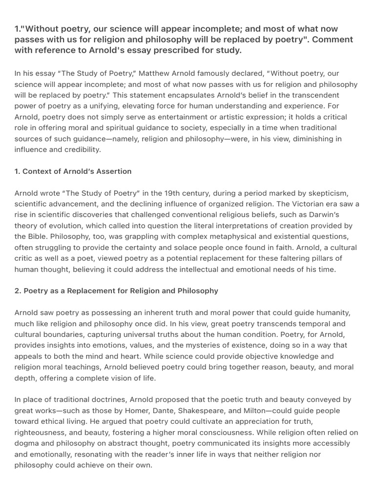 1."without Poetry, Our Science Will Appear Incomplete and Most of | PDF ...