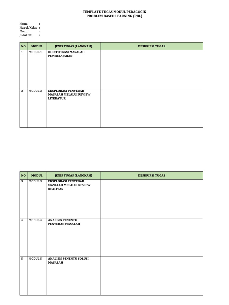 Tugas PBL Template | PDF